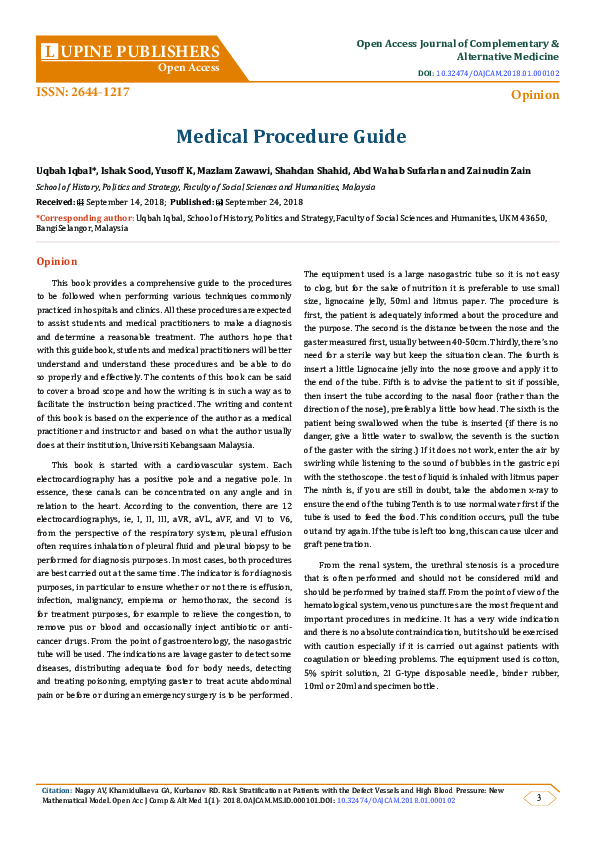 (PDF) Medical Procedure Guide