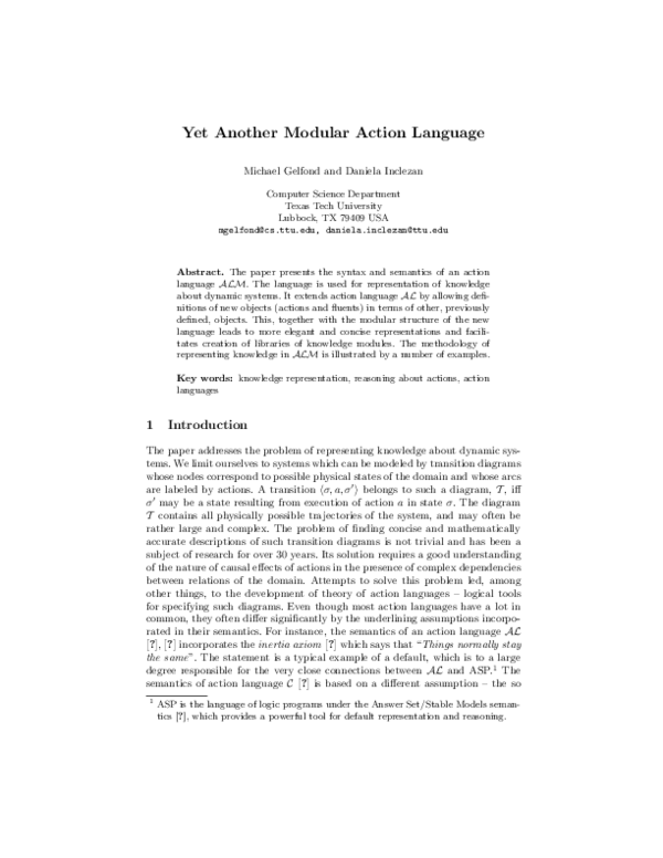 (PDF) Yet another modular action language