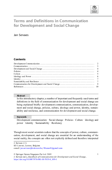 (PDF) Terms and Definitions in Communication for Development and Social Change