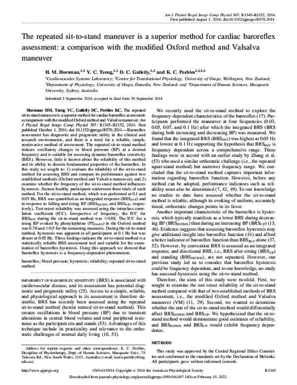 (PDF) The repeated sit-to-stand maneuver is a superior method for ...