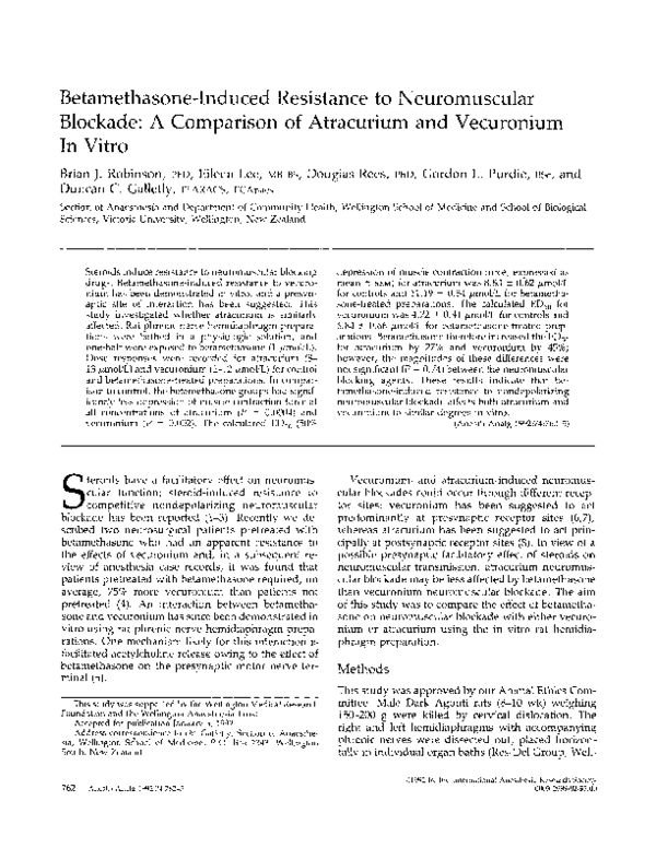(PDF) Betamethasone-Induced Resistance to Neuromuscular Blockade