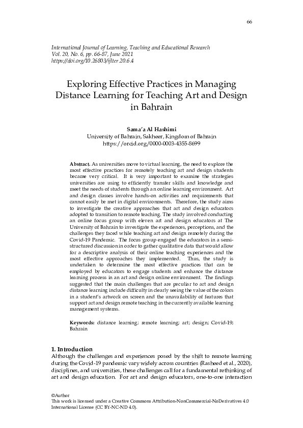 (PDF) Exploring Effective Practices in Managing Distance Learning for ...