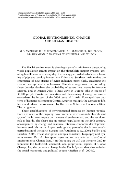 (PDF) Global Environmental Change and Human Health