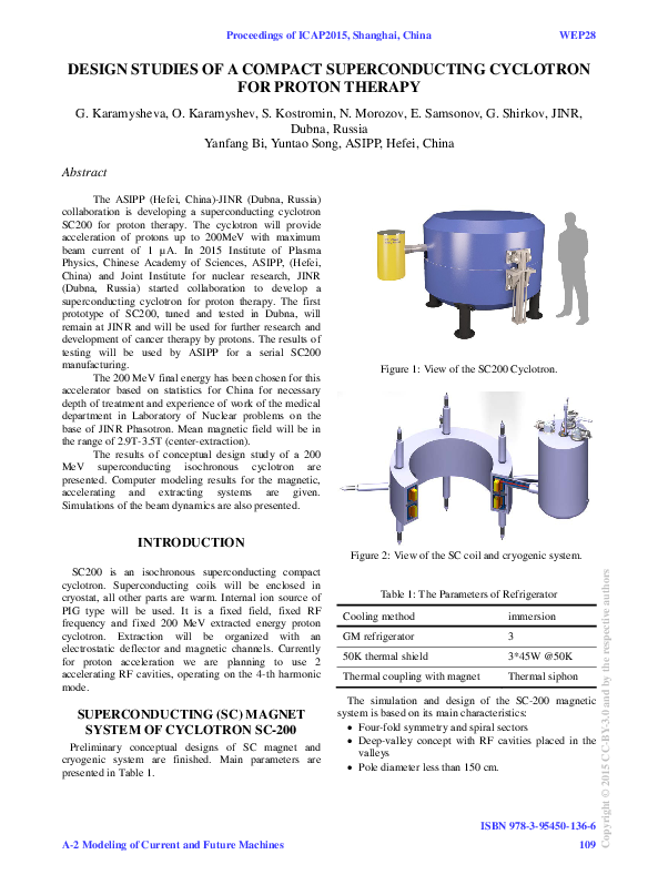 (PDF) Design Studies of a Compact Superconducting Cyclotron for Proton ...