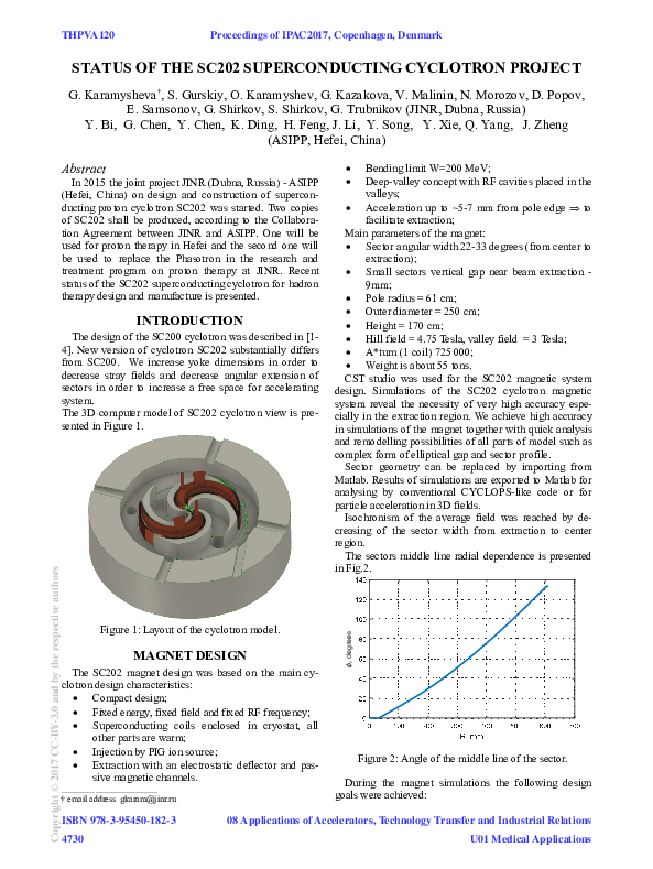 (PDF) Present Status of the SC202 Superconducting Cyclotron Project