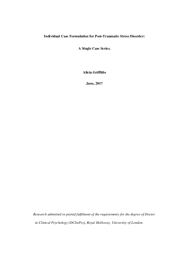 (PDF) Individual case formulation for post-traumatic stress disorder ...