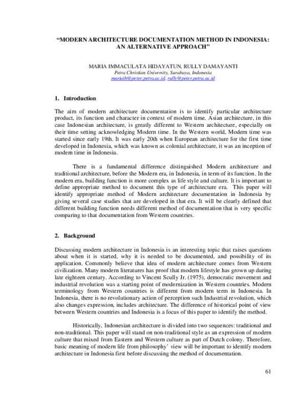 (PDF) Modern Architecture Documentation Method in Indonesia: An Alternative Approach