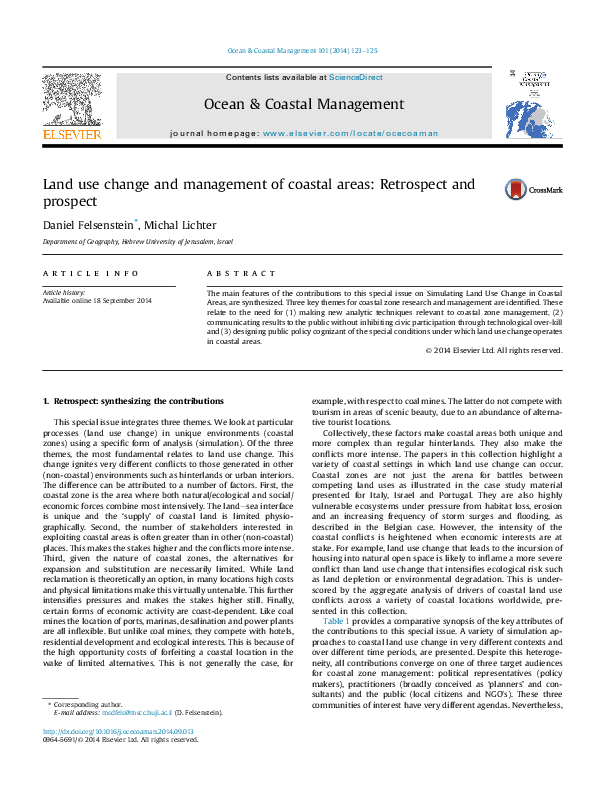 (PDF) Land use change and management of coastal areas: Retrospect and ...