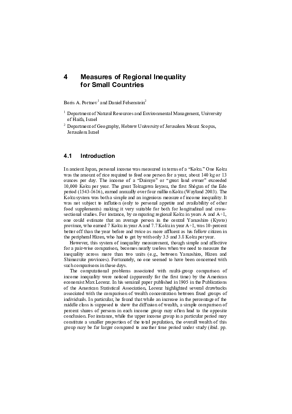(PDF) Measures of Regional Inequality for Small Countries