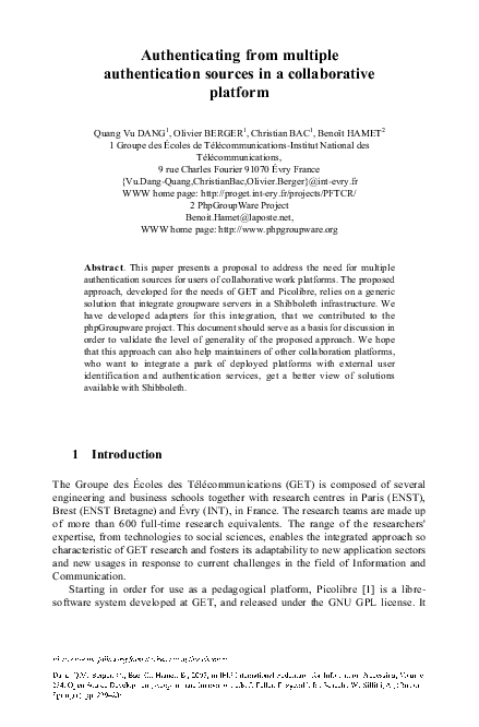 Pdf Authenticating From Multiple Authentication Sources In A Collaborative Platform