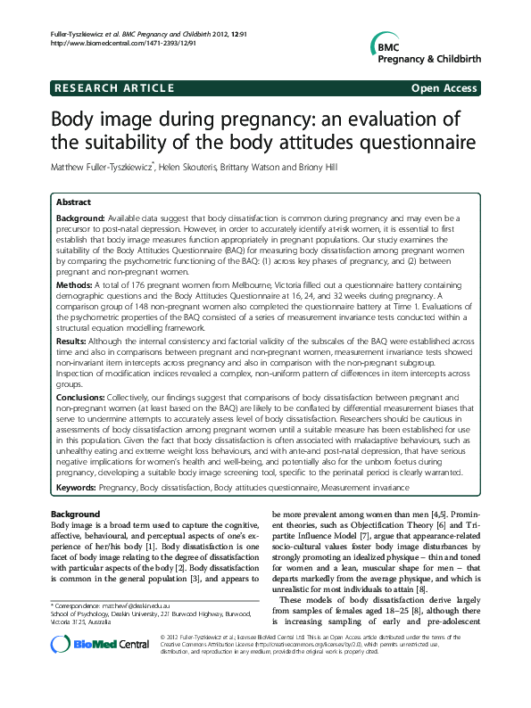 (PDF) Body image during pregnancy: an evaluation of the suitability of ...