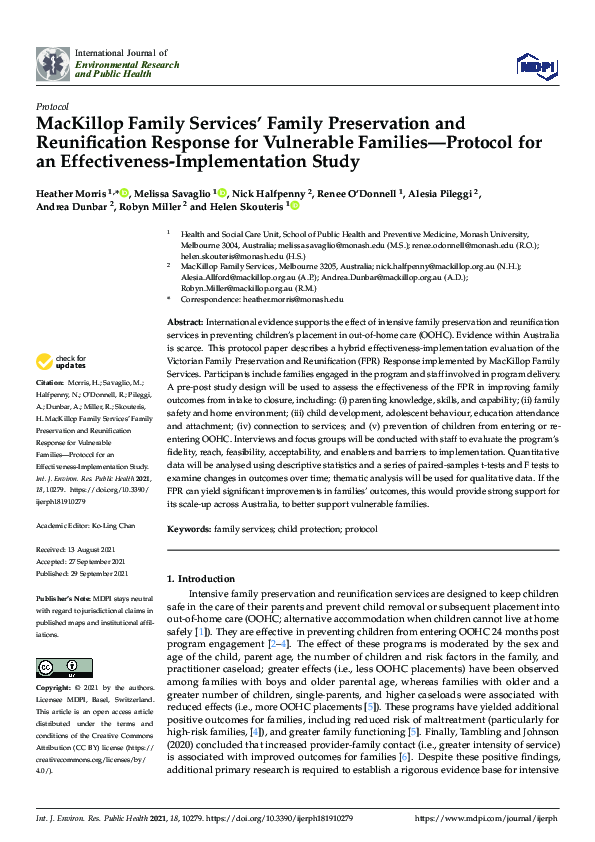 (PDF) MacKillop Family Services’ Family Preservation and Reunification ...