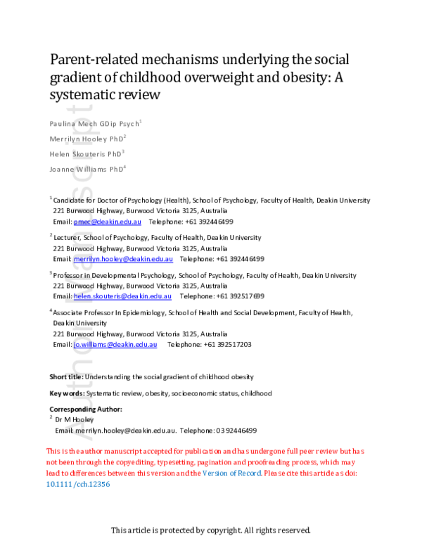 (PDF) Parent-related mechanisms underlying the social gradient of ...