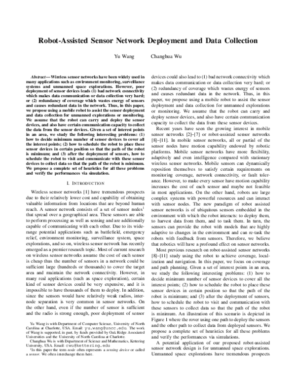 (PDF) Robot-Assisted Sensor Deployment and Data Collection