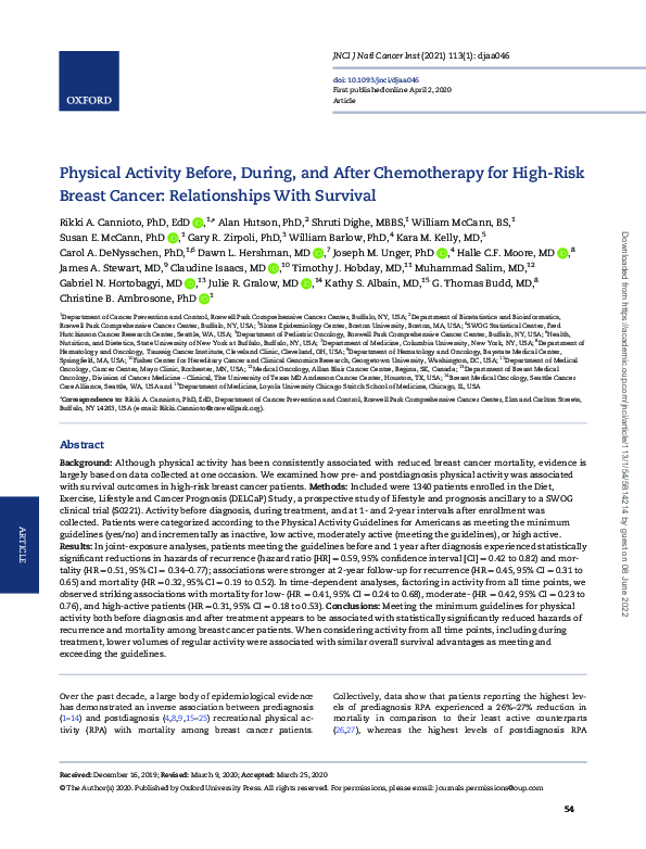 (PDF) Physical Activity Before, During, and After Chemotherapy for High ...