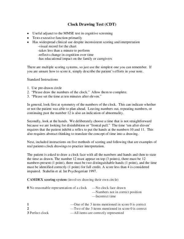 (PDF) [Clock Drawing Test (CDT)]