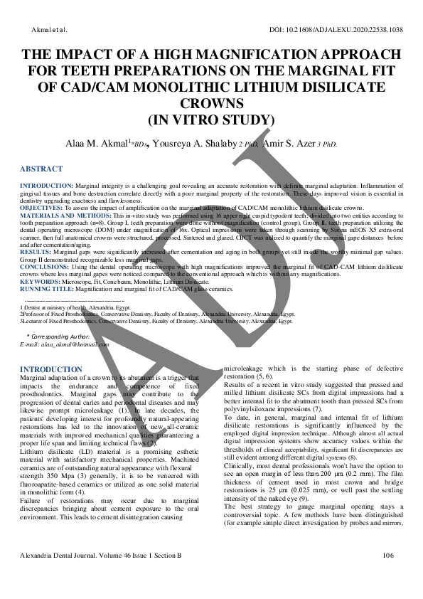 (PDF) The Impact of a High Magnification Approach for Teeth ...