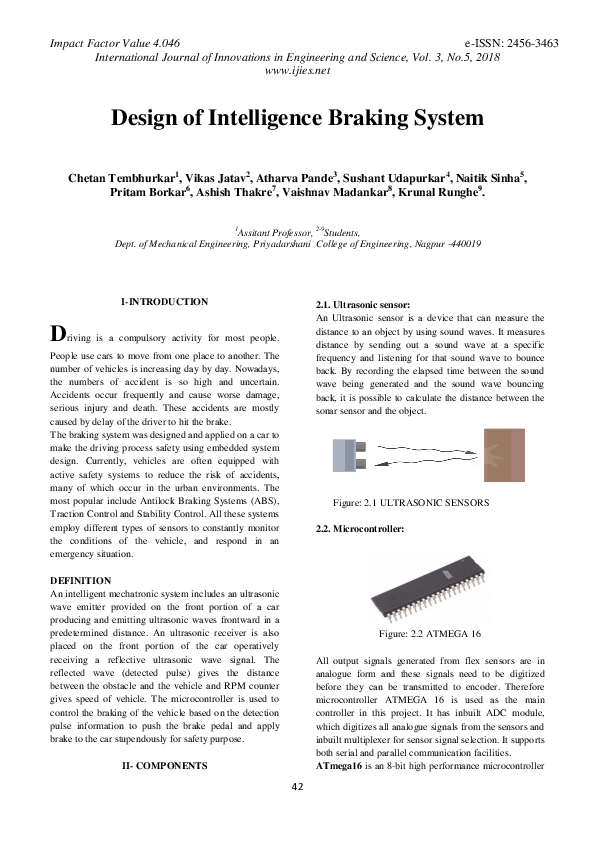 (PDF) Design of Intelligence Braking System