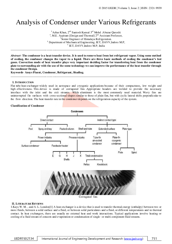 (PDF) Analysis of Condenser under Various Refrigerants