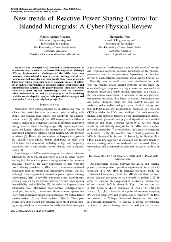 (PDF) New trends of reactive power sharing control for islanded microgrids: A cyber-physical review