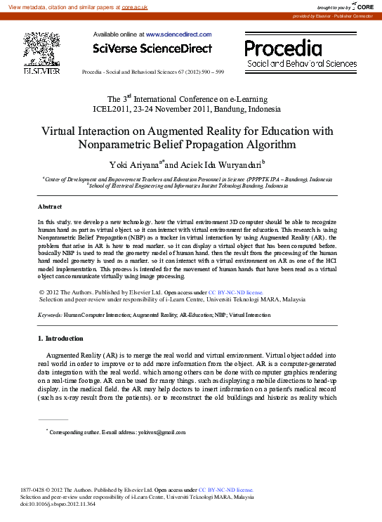 (PDF) Virtual Interaction on Augmented Reality for Education with Nonparametric Belief ...