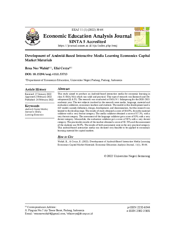 (PDF) Development of Android-Based Interactive Media Learning Economics Capital Market Materials