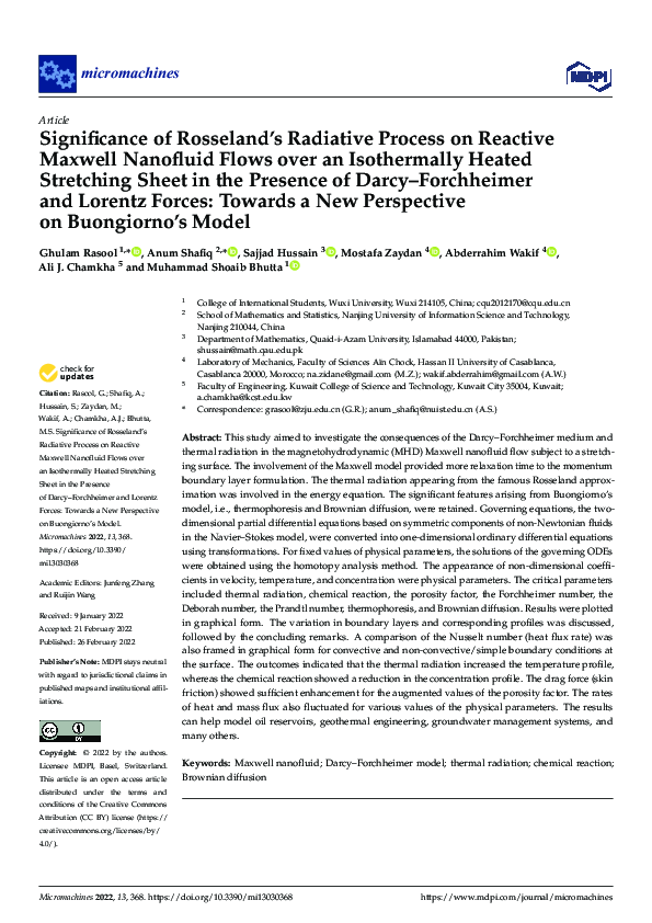 (PDF) Significance of Rosseland’s Radiative Process on Reactive Maxwell ...