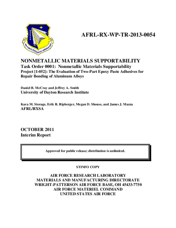 (PDF) Nonmetallic Materials Supportability. Task Order 0001 ...