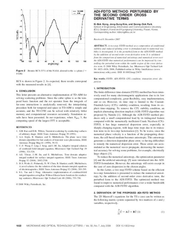 (PDF) ADI-FDTD method perturbed by the second order cross derivative terms | ki-bok kong ...
