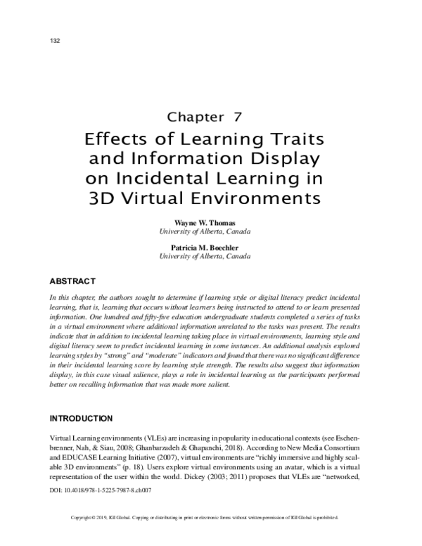 (PDF) Effects of Learning Traits and Information Display on Incidental ...