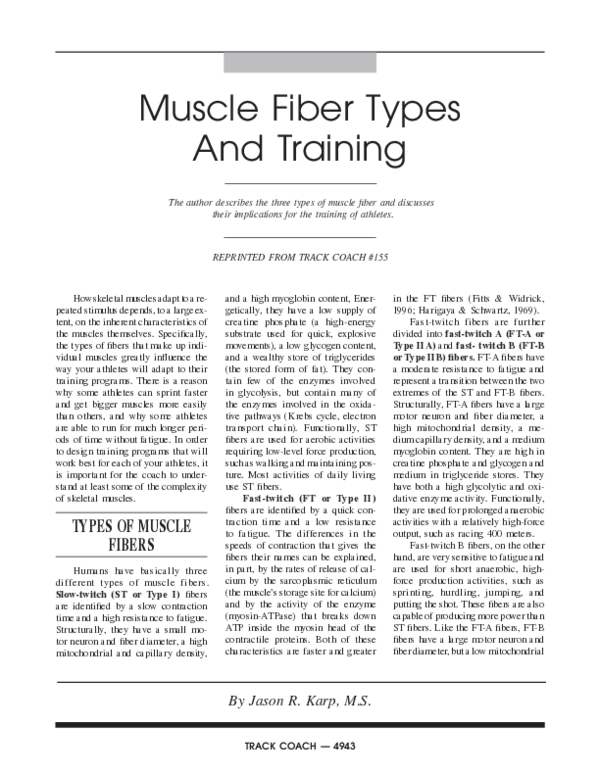 (PDF) Muscle Fiber Types and Training Types of Muscle Fibers
