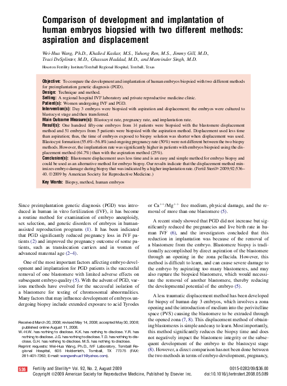 (PDF) Comparison of development and implantation of human embryos ...