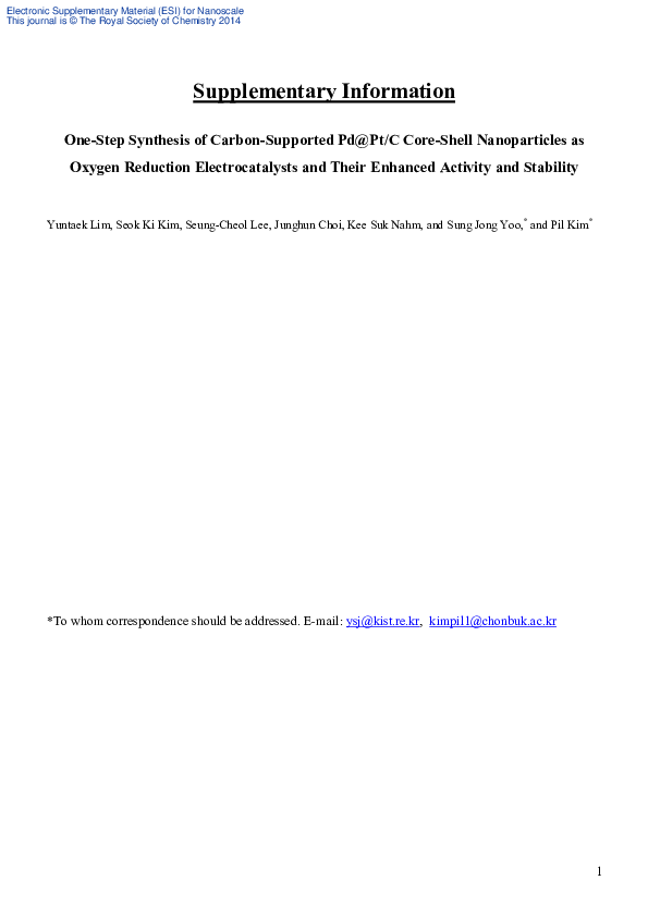 (PDF) One-step synthesis of carbon-supported Pd@Pt/C core–shell nanoparticles as oxygen ...