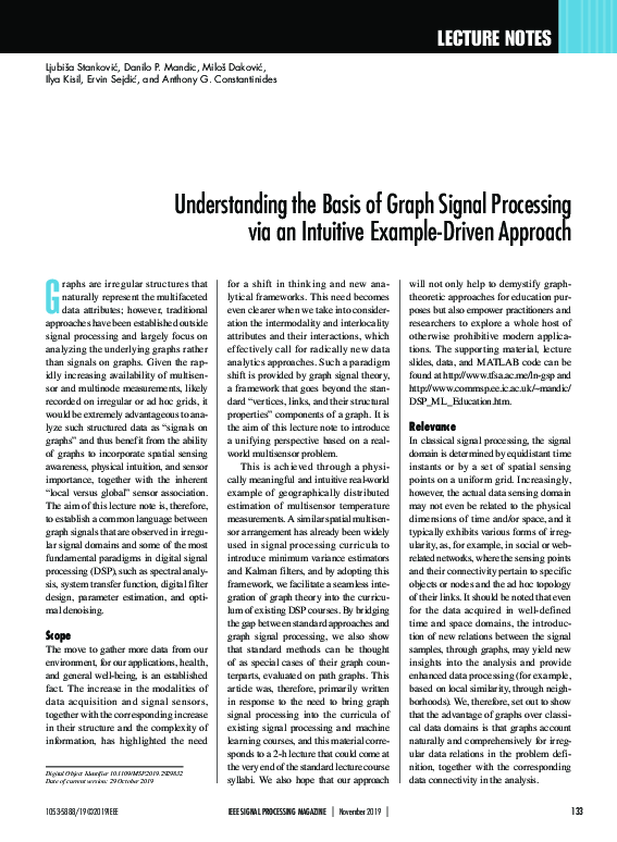 Pdf Understanding The Basis Of Graph Signal Processing Via An Intuitive Example Driven