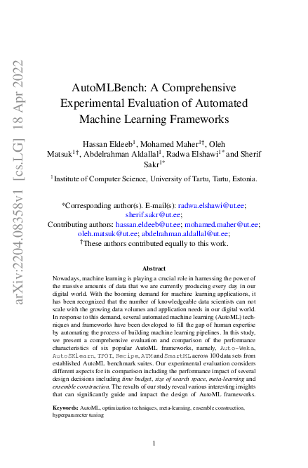 (PDF) AutoMLBench: A Comprehensive Experimental Evaluation of Automated ...