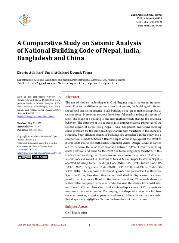 (PDF) A Comparative Study on Seismic Analysis of National Building Code of Nepal, India ...