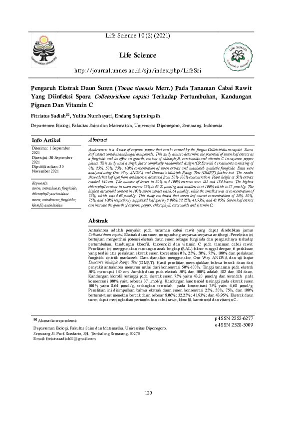 (PDF) Pengaruh Ekstrak Daun Suren (Toona sinensis Merr.) Pada Tanaman ...