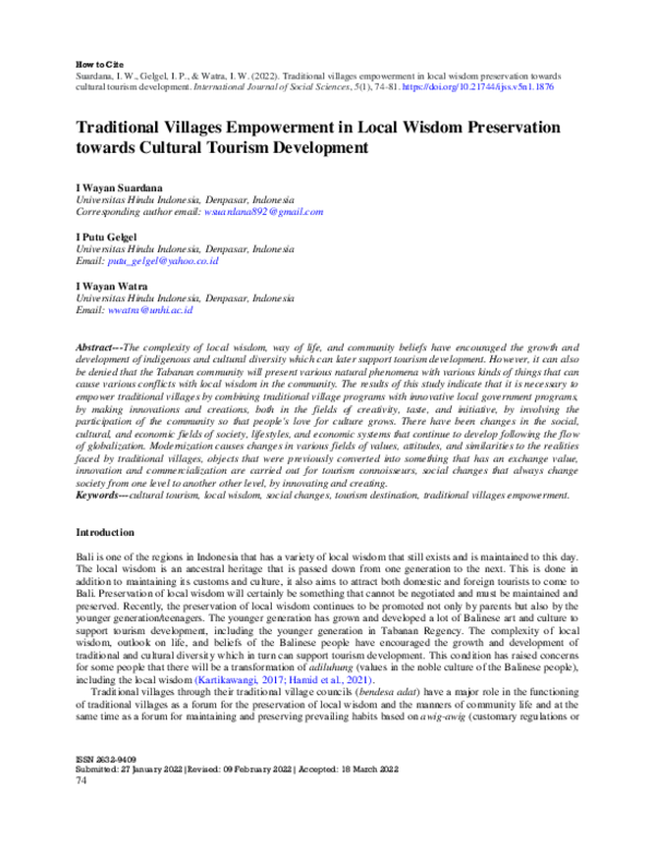 (PDF) Traditional villages empowerment in local wisdom preservation ...