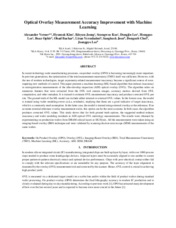 (PDF) Optical Overlay measurement accuracy improvement with Machine Learning