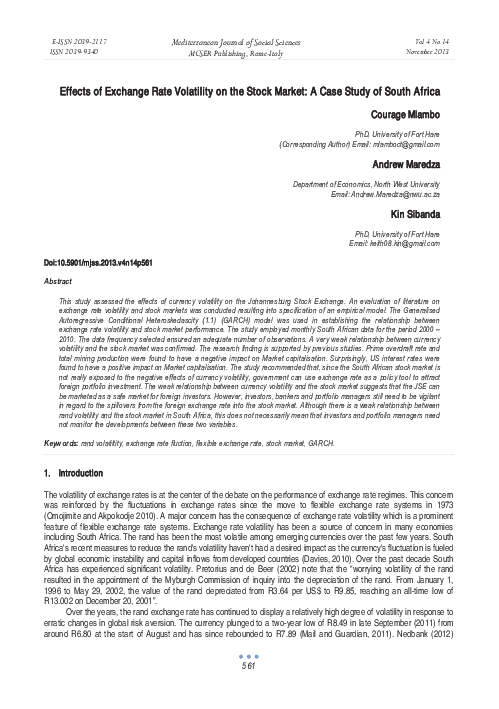 (PDF) Effects of Exchange Rate Volatility on the Stock Market: A Case ...