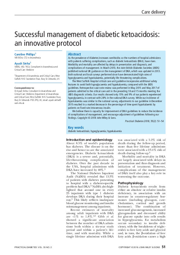 (PDF) Successful management of diabetic ketoacidosis: an innovative ...