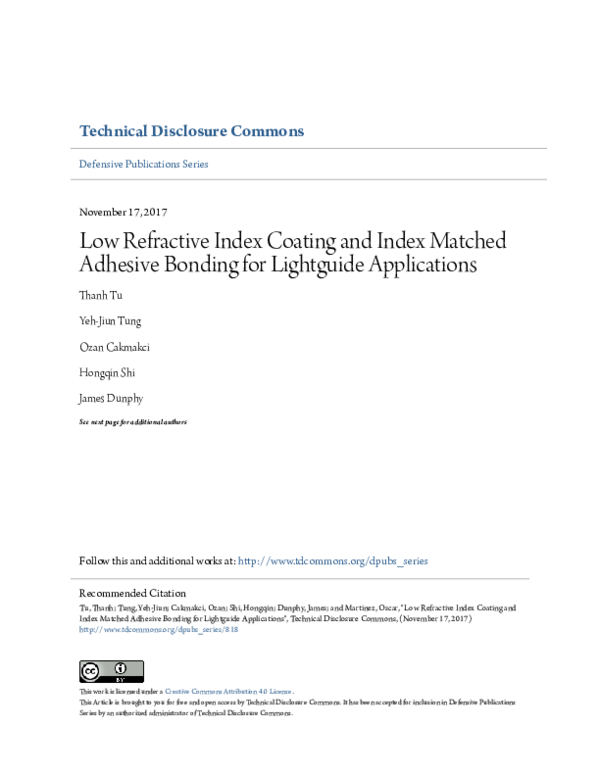 (PDF) Low Refractive Index Coating and Index Matched Adhesive Bonding ...