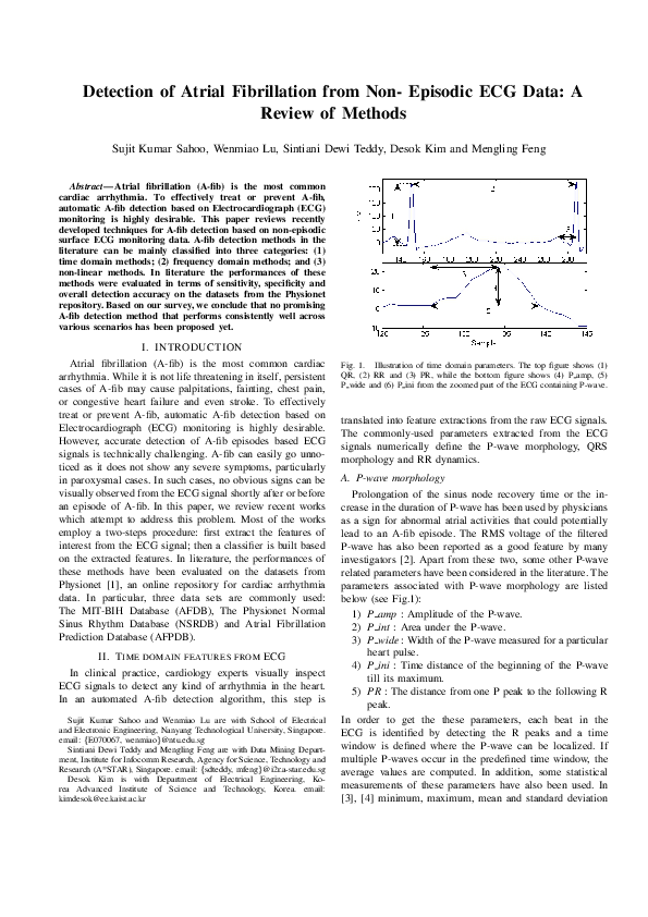 Pdf Detection Of Atrial Fibrillation From Non Episodic Ecg Data A