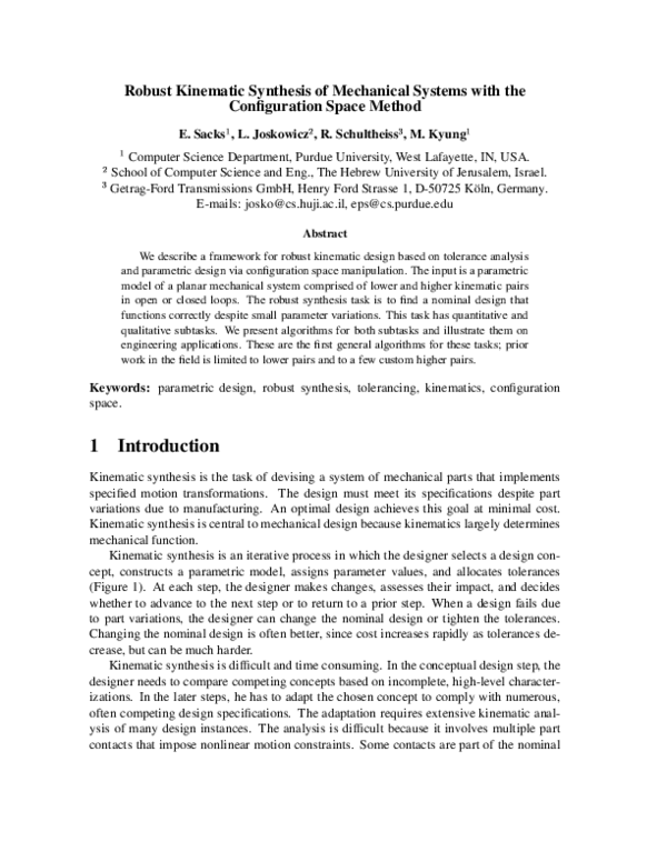 (PDF) Robust Kinematic Synthesis of Mechanical Systems with the ...