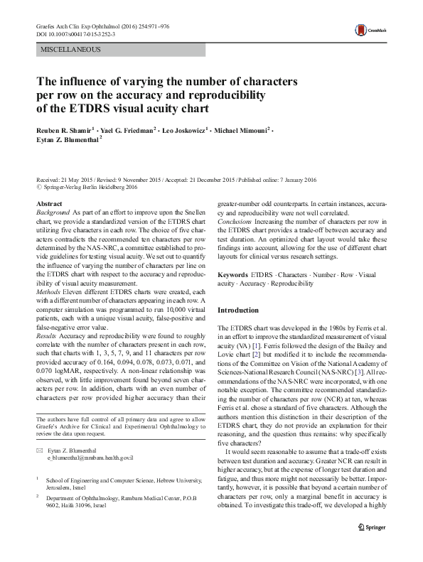 (PDF) The influence of varying the number of characters per row on the ...