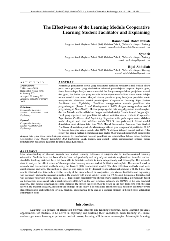 (PDF) The Effectiveness of the Learning Module Cooperative Learning ...