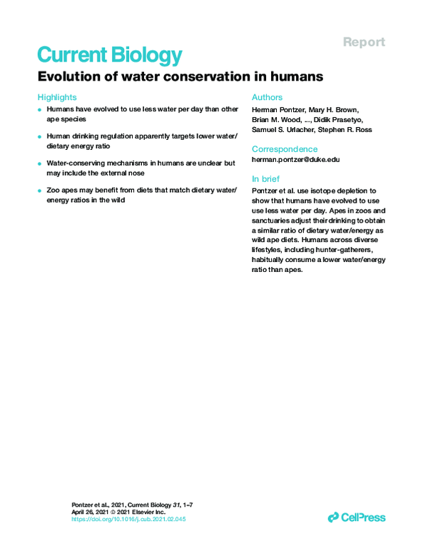 (PDF) Evolution of water conservation in humans