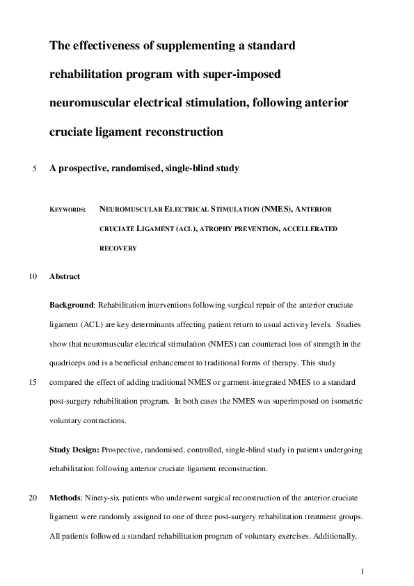 (PDF) The Effectiveness of Supplementing a Standard Rehabilitation ...