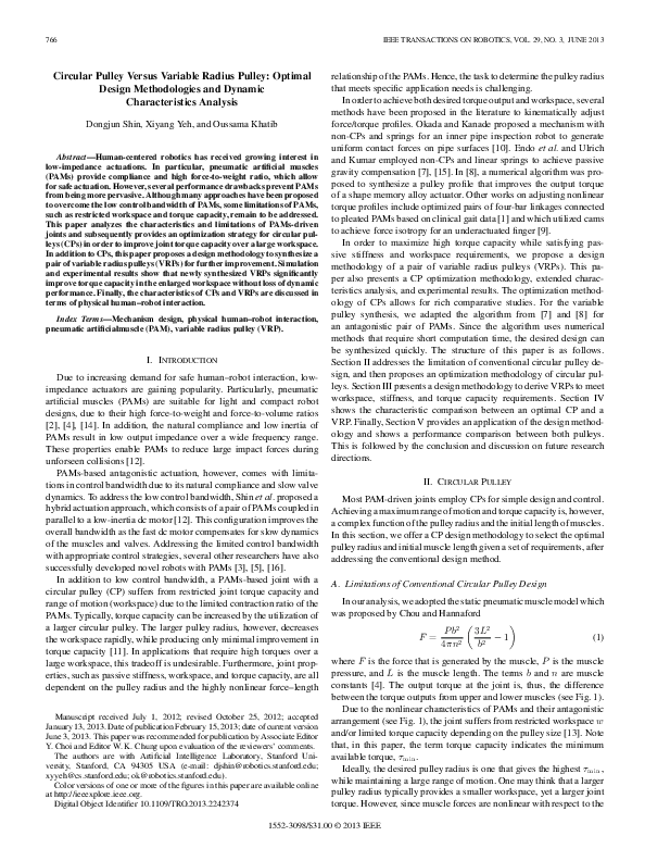 (PDF) Circular Pulley Versus Variable Radius Pulley: Optimal Design ...