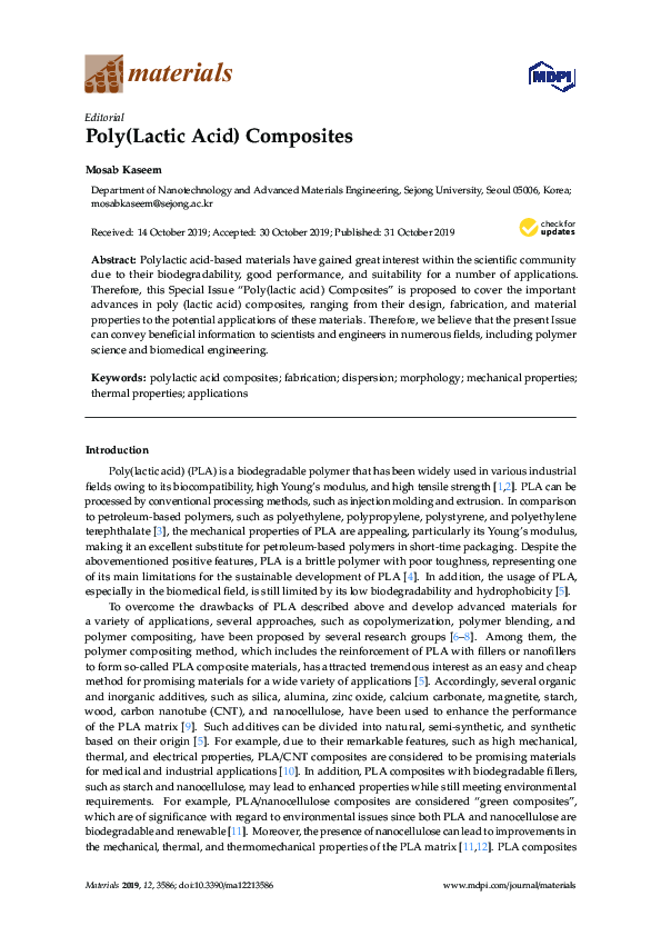 (PDF) Poly(Lactic Acid) Composites